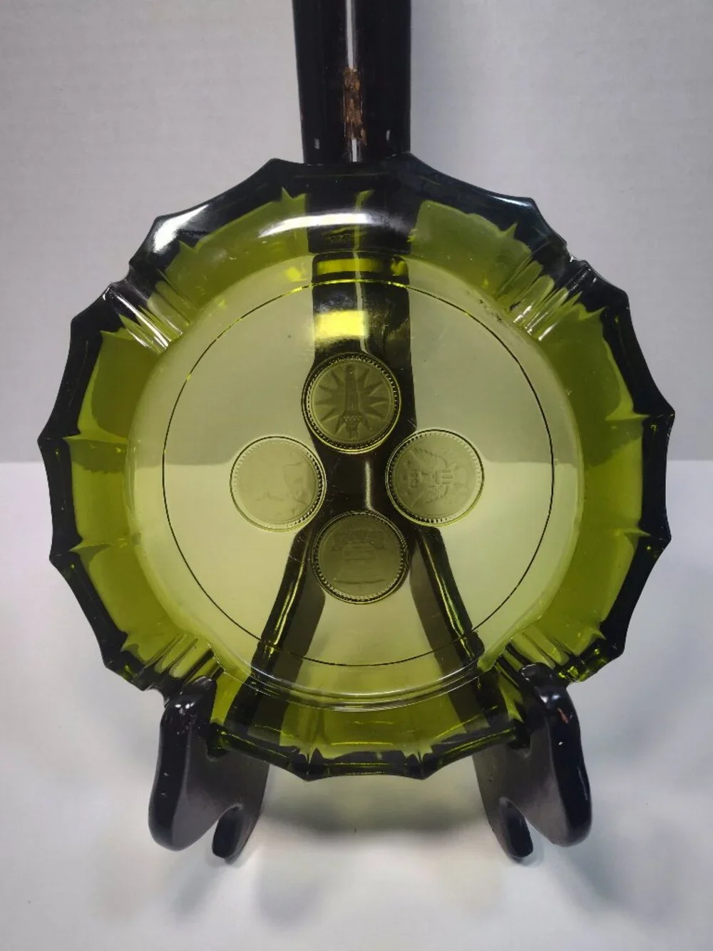 Accents | Fostoria Coin Glass Ashtray Olive Green Patriotic Coin ...